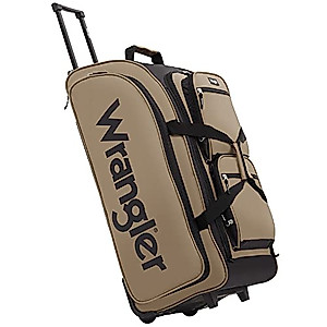 Wrangler Wesley Rolling Duffel Bag, Tannin, Large 30-Inch