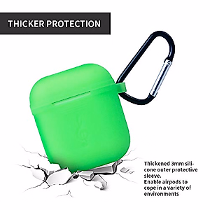 GUH Green AirPods Case Cover, Full Protection, Glows in The Dark, Made of Special Safety Silicone.(Green)
