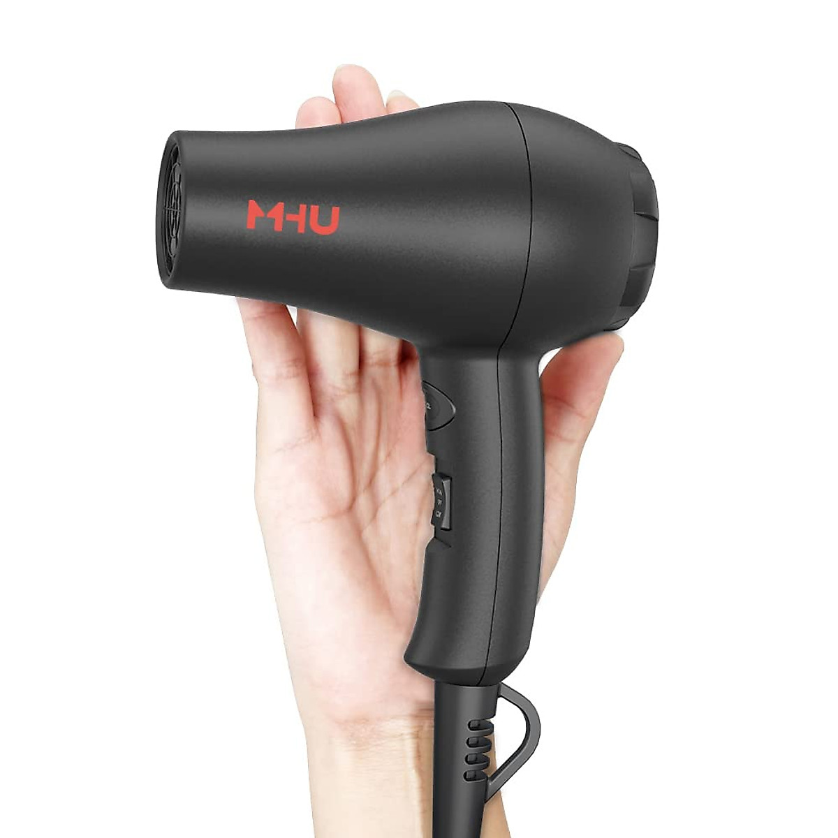Travel Mini Hair Dryer Ceramic Ionic 1000 Watts Blow Dryer for RV Lightweight 2 Speed Settings with a Concentrator, Black