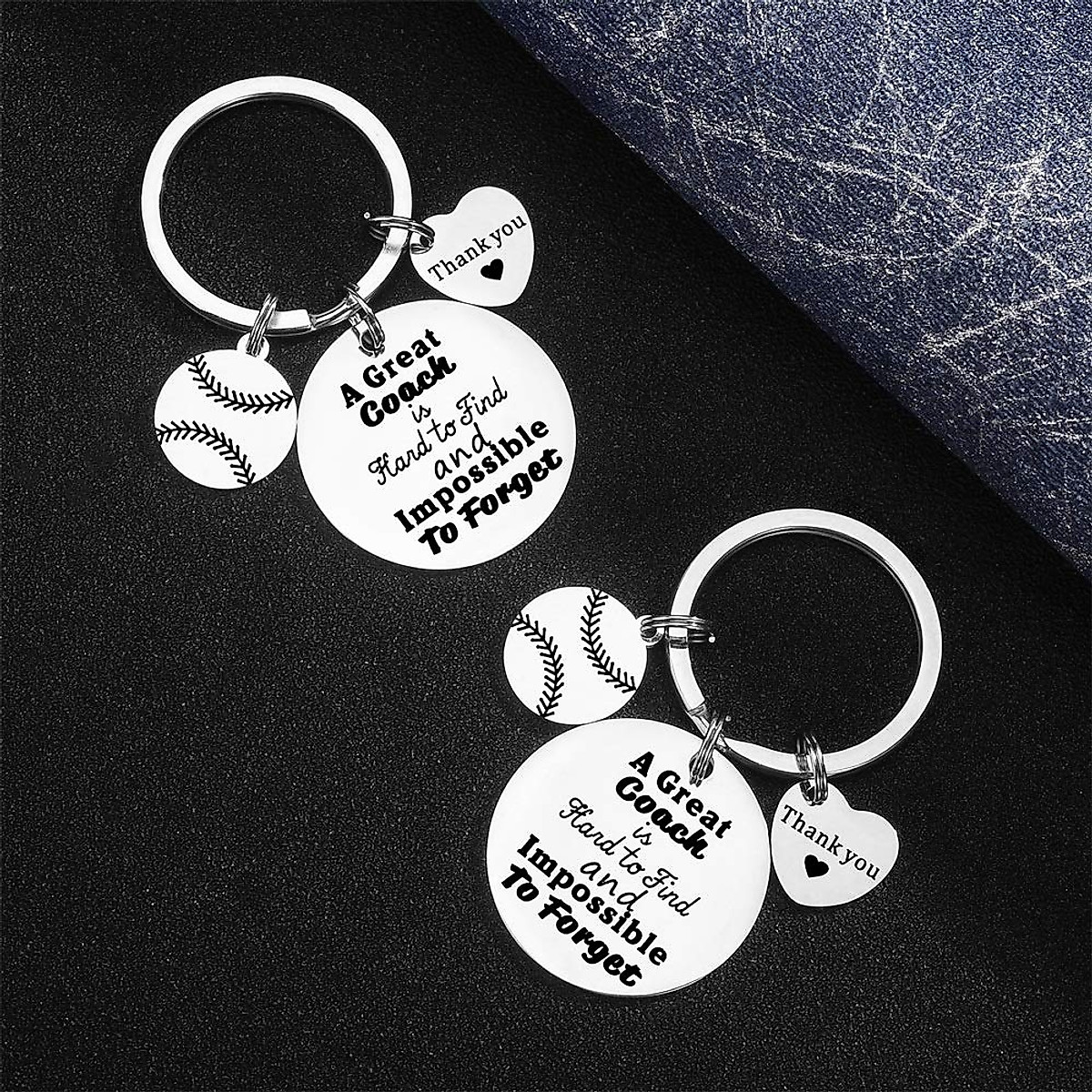 2 Pcs Softball Coach Keychain Softball Coach gifts Great Coach is Hard to Find and Impossible to Forget Keychain Gift for Softball Baseball Coach Baseball coach gifts