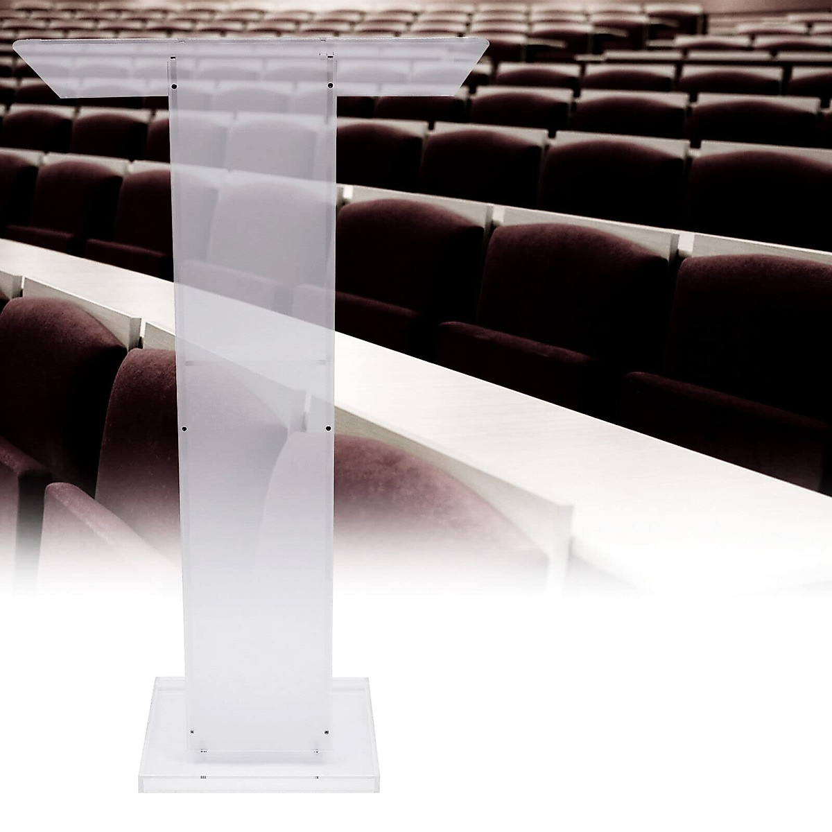 CNCEST Acrylic Podium Pulpit Plexiglass Transparent Stand Lectern 110cm for Conference (23.62x15.75x43.31 Inch), Clear