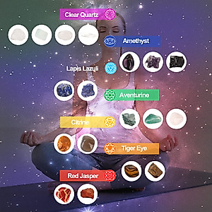 24Pcs Crystals and Healing Stones Set Include 14 Healing Chakra Stones, Natural Quartz Pendulum, Spiritual Crystal Necklace, Gift Wooden Box for Meditation, Yoga, Collection, Girlfriend, Lady