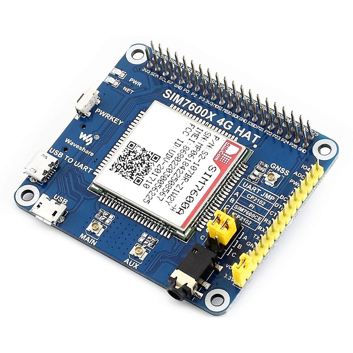 waveshare 4G/3G/GNSS HAT for Raspberry Pi 4B/3B+/3B/2B/Zero/Zero W/Zero WH and Jetson Nano,Based on SIM7600A-H,4G Communication GNSS Positioning,LTE-FDD B2/B4/B12 Brand Support LTE CAT4 up to 150Mbps