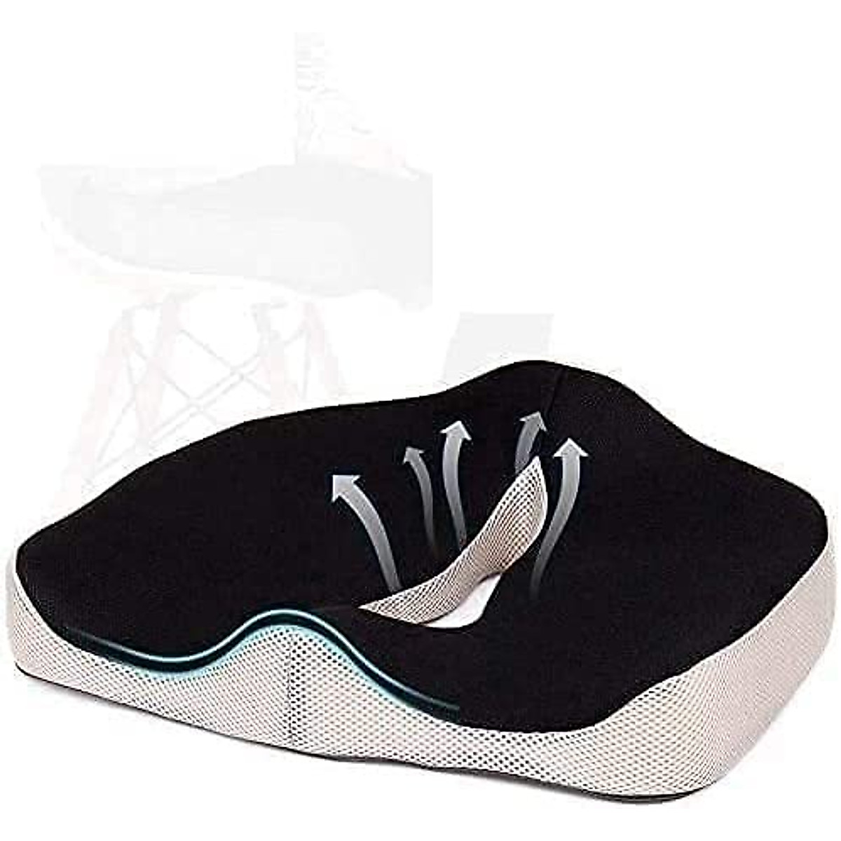 DULASP Memory Foam Seat Cushion for Office Chair,Non-Slip Sciatica Pillow for Sitting Helps with Sciatica Back Pain