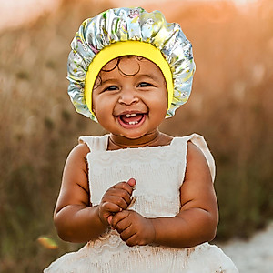 3 Pieces Kids Unicorn Satin Bonnet Wide Elastic Band Sleeping Cap Soft Silk Double Layer Night Hair Hats for Teens Toddler Child Baby