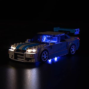 BrickBling LED Light Kit Compatible with Lego Speed Champions Fast & Furious Nissan Skyline GT-R (R34) Toy Car Building Set, Blue Underglow Lights Compatible with Lego 76917 (No Model)