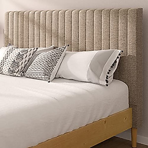 ZINUS Amelia Wood Platform Bed Frame with Upholstered Headboard / Solid Wood Bed / No Box Spring Needed / Easy Assembly, Queen