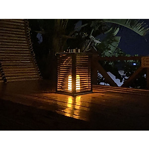 Solar Lanterns Solar Table Lamp Outdoor Rattan Lantern with Flickering Candle & Handle, for Garden Wedding Home, 1 Pack