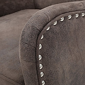 Christopher Knight Home Lorenzo Arm Chair Fabric Hi-Back Studded Chair, Greyish Brown 36D x 26.75W x 41.5H in