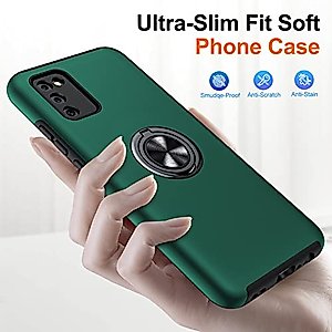 JAME for Samsung A03s Case, Samsung Galaxy A03s Case with Screen Protector[2 Pcs], Slim Soft Shockproof Phone Case with Rotation Kickstand [Magnetic Car Mount Feature] for Glaaxy A03s Case-Green