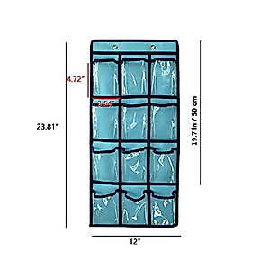 NIMES Hanging Closet Underwear Sock Jewelry Storage Over The Door Classroom Cell Phone Calculator Organizer 12 Clear Pockets (Purple)