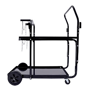 2-Tier Welding Cart Portable Rolling Welding Cart Trolley Workshop Organizer,Heavy Duty MIG TIG ARC Welder Plasma Cutter Cart with Gas Cylinders Storage and Safety Chains,175lbs Capacity