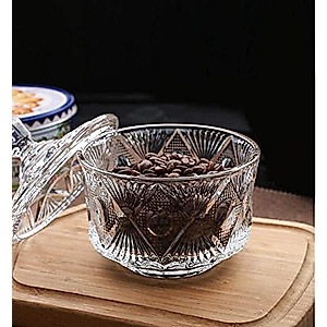 SANHECUN decorative clear glass candy jars crystal sugar bowl with lid set of 2 (Clear, Tableware)