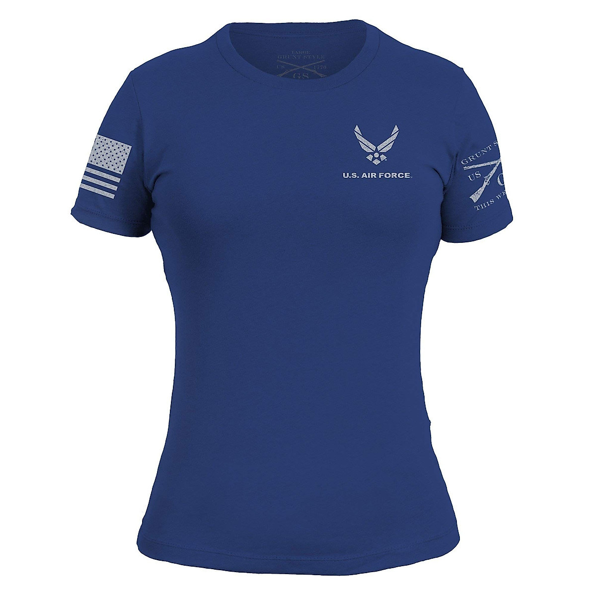Grunt Style USAF US Air Force Basic Logo Women's T-Shirt (Royal, Small)
