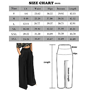 MHGFELKY Women's Palazzo Long Pants High Waist Wide Leg Stretchy Loose Fit Casual Trousers with Pocket Black