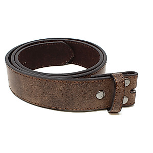 BC Belts Leather Belt Strap with Vintage Distressed Texture 1.5" Wide with Snaps (Dark Brown-L)