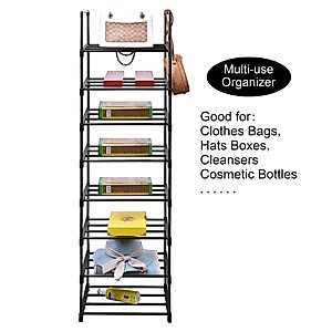 Easyhouse 8 Tier Metal Sturdy Shoe Rack, Narrow Tall Shelf Organizer for Entryway, Closet, Bedroom
