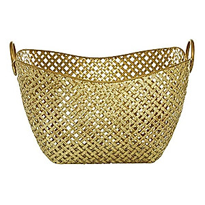 Large Gold Metal Basket 16.75" X 11.5 17 X 13 11