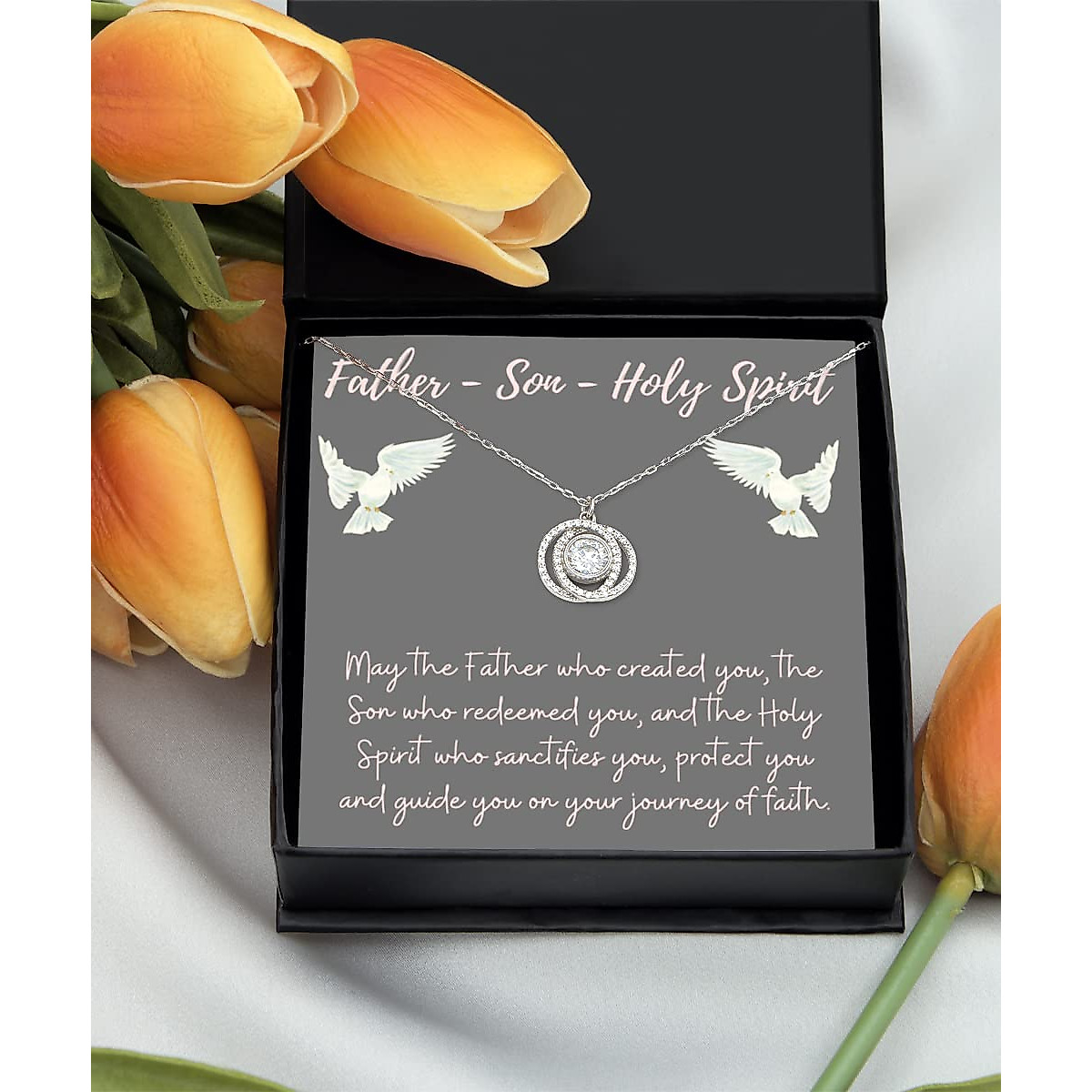 First Communion Gift, Holy Trinity Blessing, Christian Necklaces for Women, Confirmation Gift, Sterling Silver Christian Jewelry, Three Circle Necklace, Easter Present