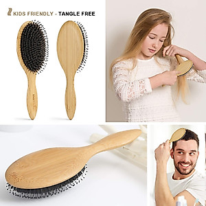 BESTOOL Hair Brush, Boar & Nylon Bristle Brush for Women men Kid, Oval Brush for Wet/Dry Hair Smoothing Massaging Detangling, Enhance Shine & Health