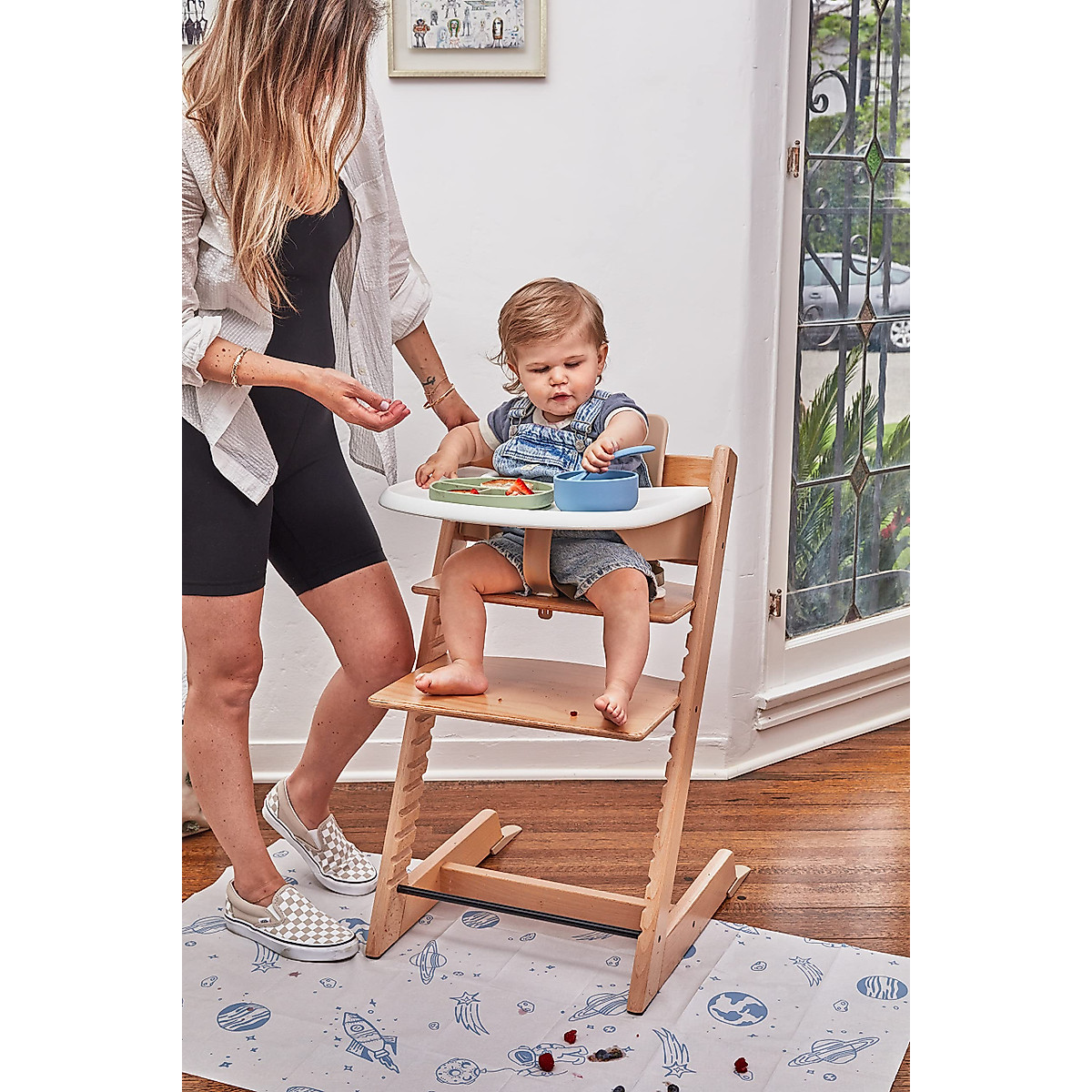 Disposable Splat Mats | Biodegradable + Compostable | 30 Count | Under Highchair Splat Mat for Floor | Liquid Resistant | Durable | dollop (Blue Out of This World)