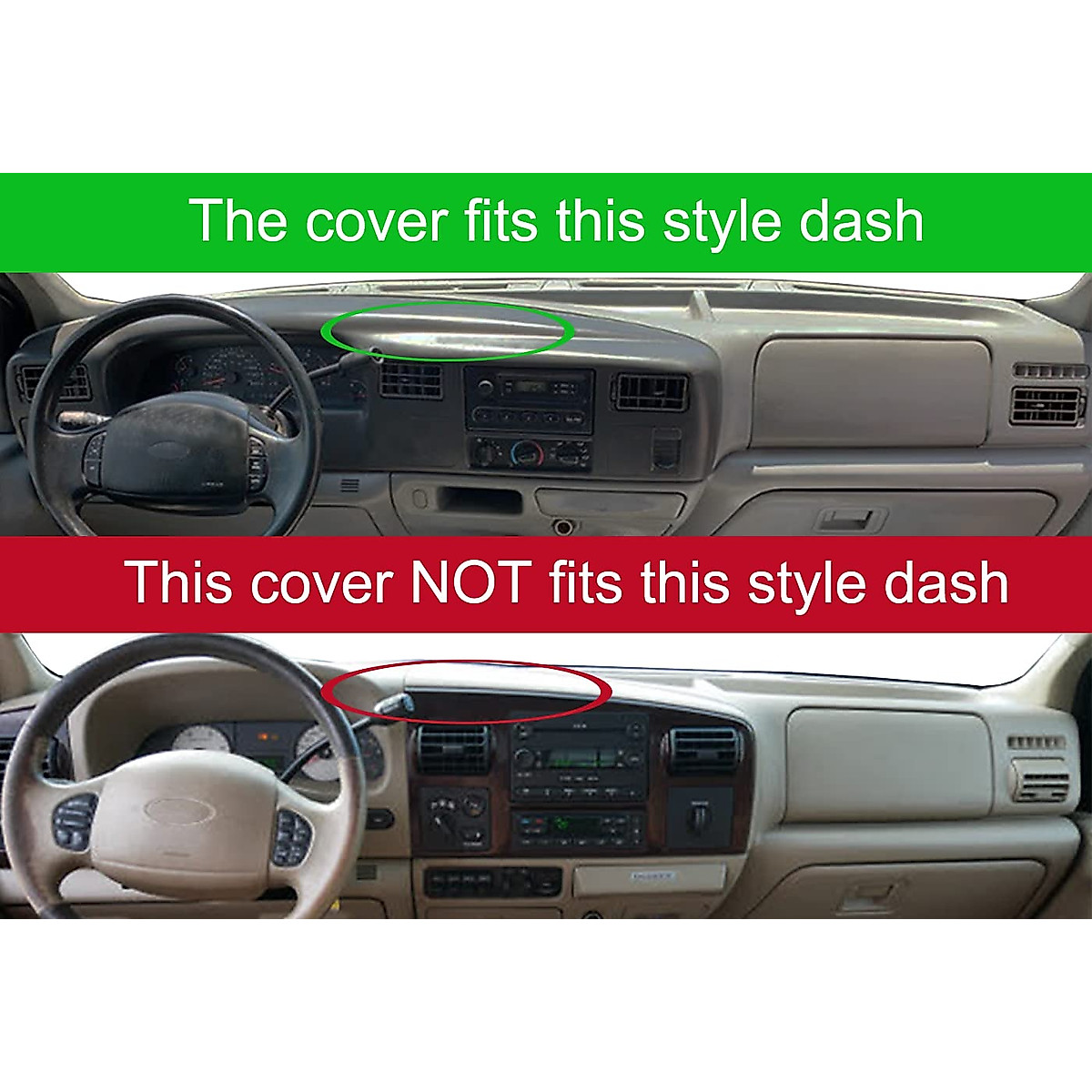 Dashboard Cover Dash Cover Mat Pad Carpet Custom Fit for Ford F250 F350 F450 Super Duty 1999 2000 2001 2002 2003 2004 (Dark Gray) Y72