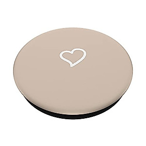 White Hand Drawn Minimalist Heart in Tan Sand Beige PopSockets Swappable PopGrip