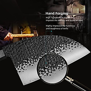 FINDKING Dynasty Series Serbian Chefs Knife with Leather Sheath, Heavy Duty Meat Cleaver, 9Cr18MoV High Carbon Steel Blade, African Rosewood Octagonal Handle, for Meat, Chicken Bones, 6.5 Inches