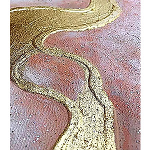 3 Piece Framed Canvas Wall Art Pink Gold Abstract Painting Water Flow Shape Modern Home Decor Ready to Hang 24x48 inches