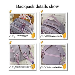 YJMKOI Kawaii Backpack for Girls with Pins Primary School Backpack Sweet and Cute Girl School Bag Kids BookBag， Black