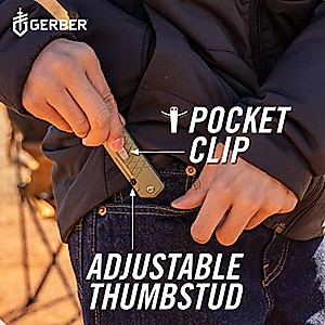 Gerber Gear Zilch Folding Pocket Knife, 3.1 Inch Plain Edge Blade, Drab Red