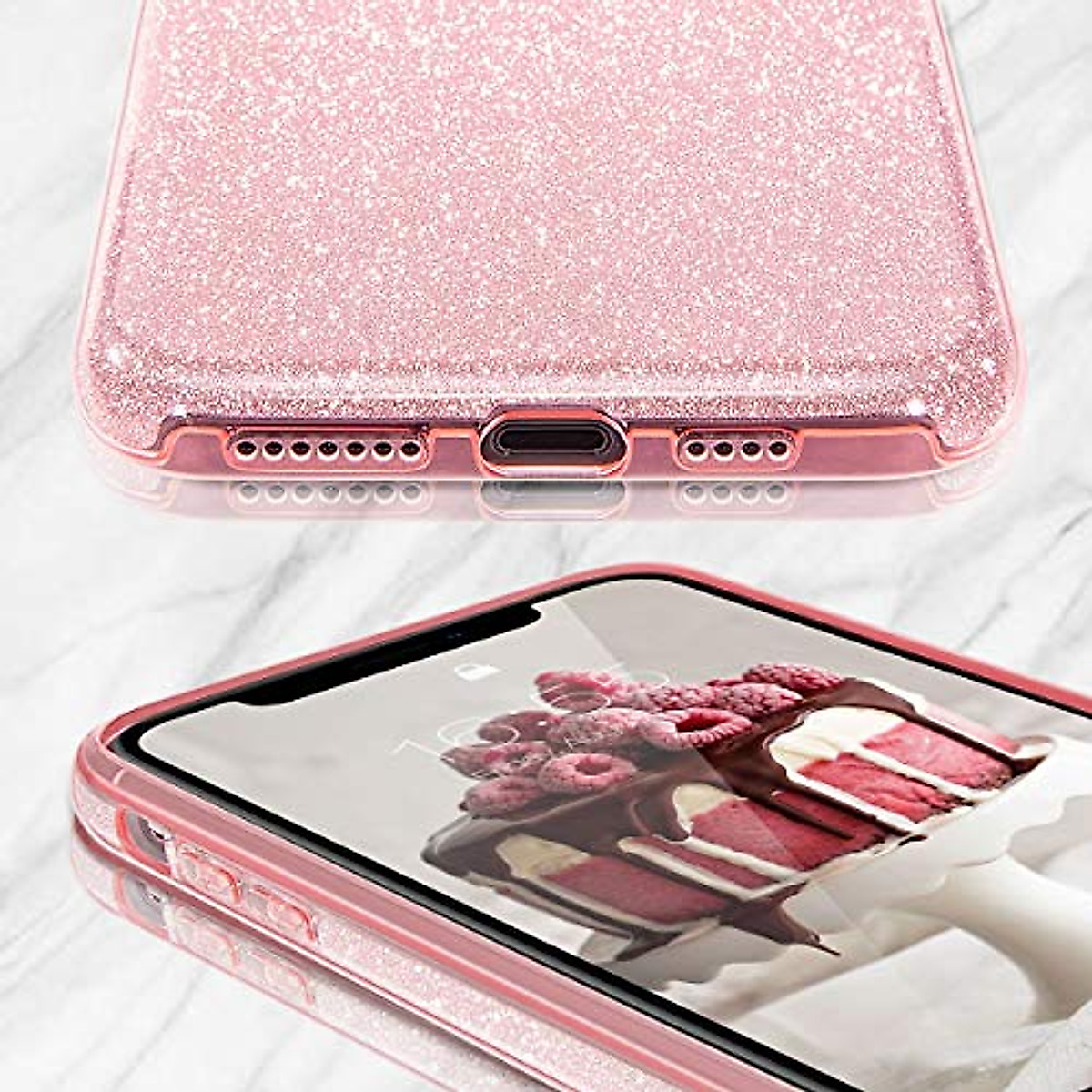 MATEPROX iPhone Xs Max case,Bling Sparkle Cute Girls Women Protective Case for iPhone Xs max 6.5"(Pink)