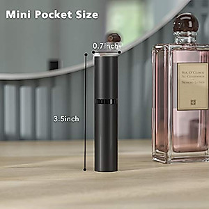 Refillable Perfume Bottle Atomizer for Travel,Portable Easy Refillable Perfume Spray Pump Empty Bottle for men and women with 5ml Mini Pocket Size (Black)