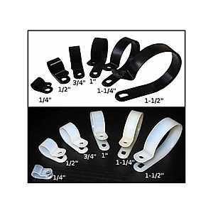 Kable Kontrol Nylon Cable Clamps – 3/4” Diameter – 100 Pcs/Pack – Black – Nylon 6-6 – R-Type Cable Clamps – Cable Organizer – Plastic Wire Clamps