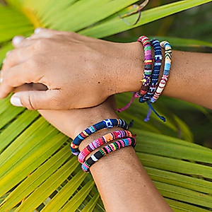 FROG SAC 12 Ethnic Woven Bracelets for Women and Men, Boho Friendship Bracelets for Teens, VSCO Girl String Bracelets, Ethnic Adjustable Stackable Bracelet Pack, Stocking Stuffers for Teen Girls