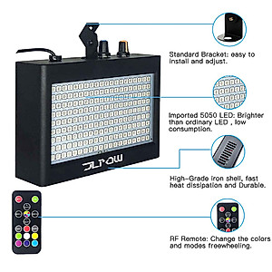 Strobe Light, JLPOW Ultra Bright RGB LED Strobe Lights (Metal Case), Sound Activated and Remote Control, Speed Adjustable Mini Flash Stage Lighting, Best for DJ Christmas Party Bar Show Disco Dance