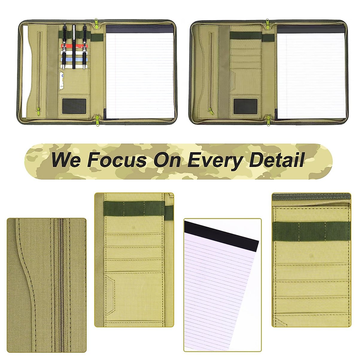 Army OCP Military Notebook Binder with Zippered Padfolio Organizer and Tactical Notebook Cover for A4 Folder, Large OCP Binder Planner for Men - Tactical Binder Organizer Military Binder (A4(Multi))