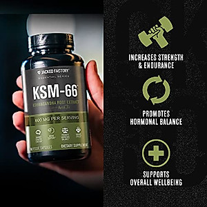 Ashwagandha Root Extract (KSM-66 Ashwagandha) w/ 5% Withanolides - Supplement for Natural Stress Relief, Cognitive Function, Vitality, and Mood Support - 60 Veggie Capsules
