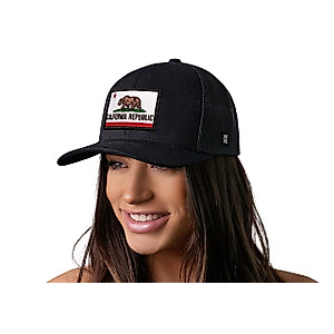 HAKA California Flag Hat – California Republic Trucker Hat CA Baseball Cap Snapback Black
