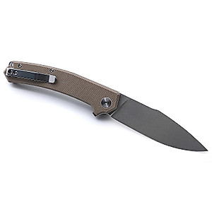 Warspear Degory Flipper Folding Knife 3.75" Stonewshed D2 Blade Tan G10 Handle Outdoor Camping Pocket Knife With Deep Carry Clip WP902TN