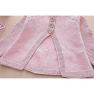 Willow Dance Toddler Baby Girls Autumn Winter Clothes Button Knitted Sweater Cardigan Cloak Warm Thick Coat (Pink, 6-7 Years)