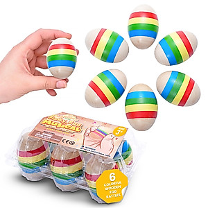 Funky Egg Musical Handmade Shakers Maracas for Kids 4 -Pack Natural, Wooden Egg Fillers Percussion Instruments - Montessori Sound Making Shakers - Sensory for Girls, Boys