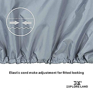 Explore Land Outboard Motor Cover - Waterproof 600D Heavy Duty Boat Engine Hood Covers - Fit for Motor 115-225 HP, Grey