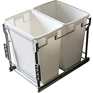 Laurey 90103 22 L Double Bin System Rollout Trash Can, White