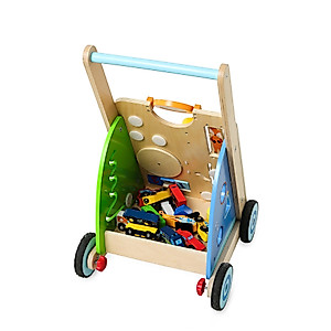 Wooden Baby Walker, Activity Walker, Toddler Push Walking Toy, Learning Activity Stroller, Sit to Stand Walker for Girls and Boys 1-3 Years Old