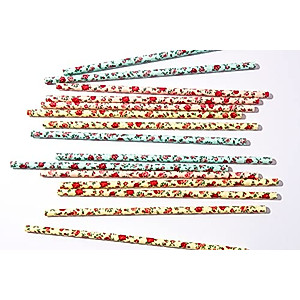 75-Pack Biodegradable Floral Paper Straws - Pink, Blue, Yellow - Vintage Flower & Rose Design - Eco-Friendly Disposable Straws for Parties by JPACO