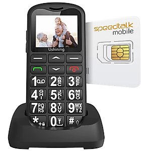 USHINING 4G LTE Unlocked Senior Cell Phone with Speed Talk SIM Card Seniors Feature Phone Type-C Charger SOS Calling Basic Phone for Elderly Unlocked Feature Cell Phone with Charging Dock (Black)