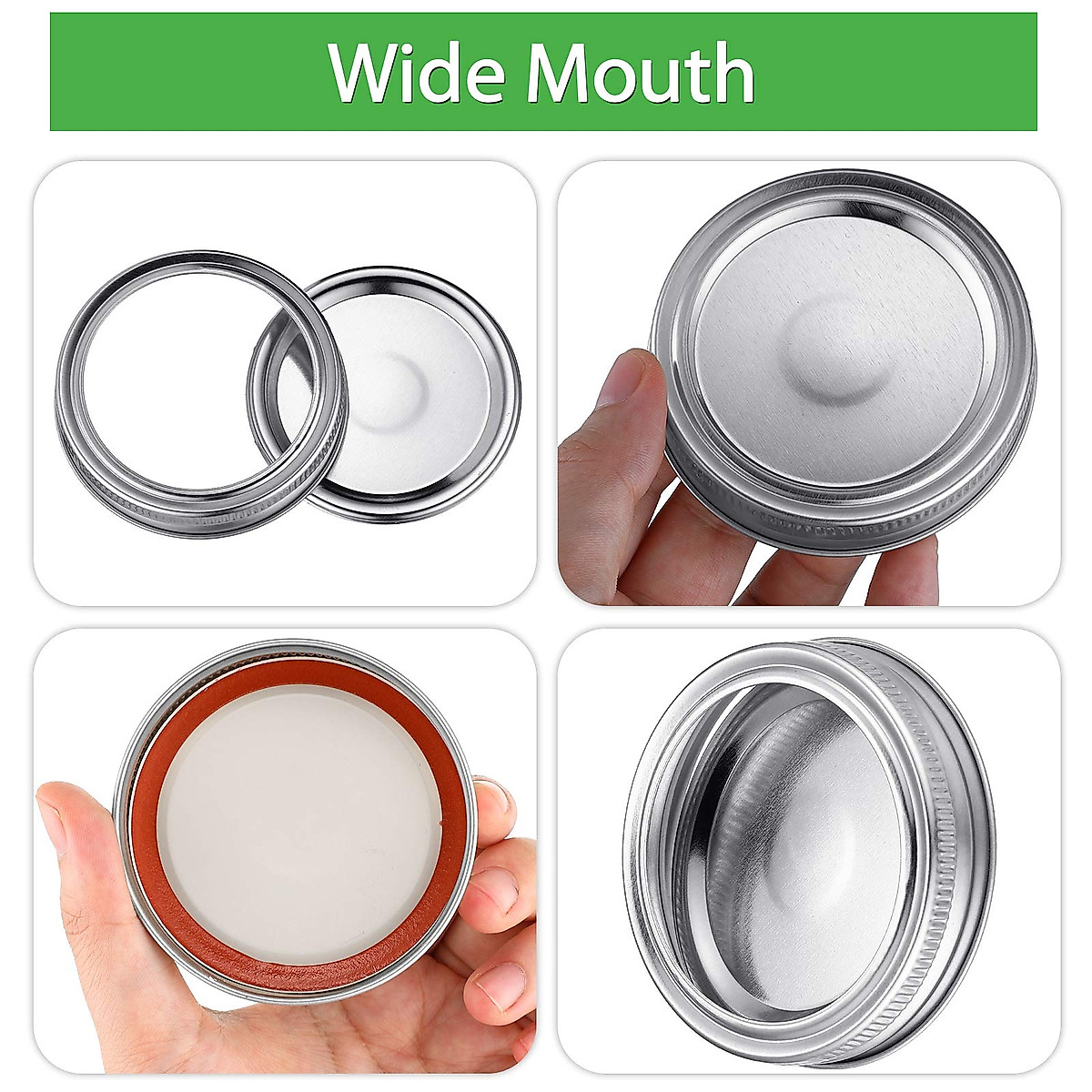 200 Pieces 70 mm Regular Mouth Canning Jar Lids and Bands Silicone Canning Lids with Silicone Seals Rings Split-type Leak Proof Canning Jar Caps
