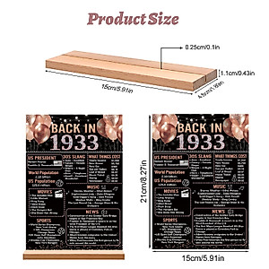 Trgowaul 90th Birthday Decorations Set: Includes Rose Gold Birthday Backdrop Banner 5.9 X 3.6 Fts, Rose Gold Back in 1933 Birthday Poster Acrylic Table Sign with Stand