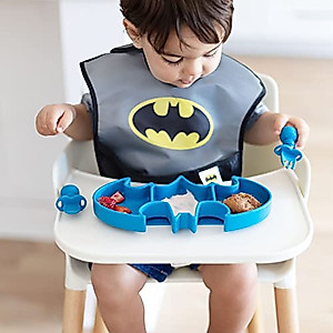Bumkins DC Comics, Batman, Superman, The Flash, SuperBib, Baby Bib, Waterproof, Washable, Stain and Odor Resistant, 6-24 Months (Pack of 3)